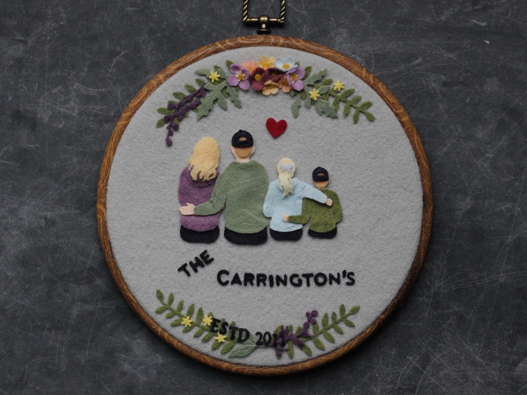 Custom Family Portrait Felt Family Art 8 Inch Christmas Gift ...