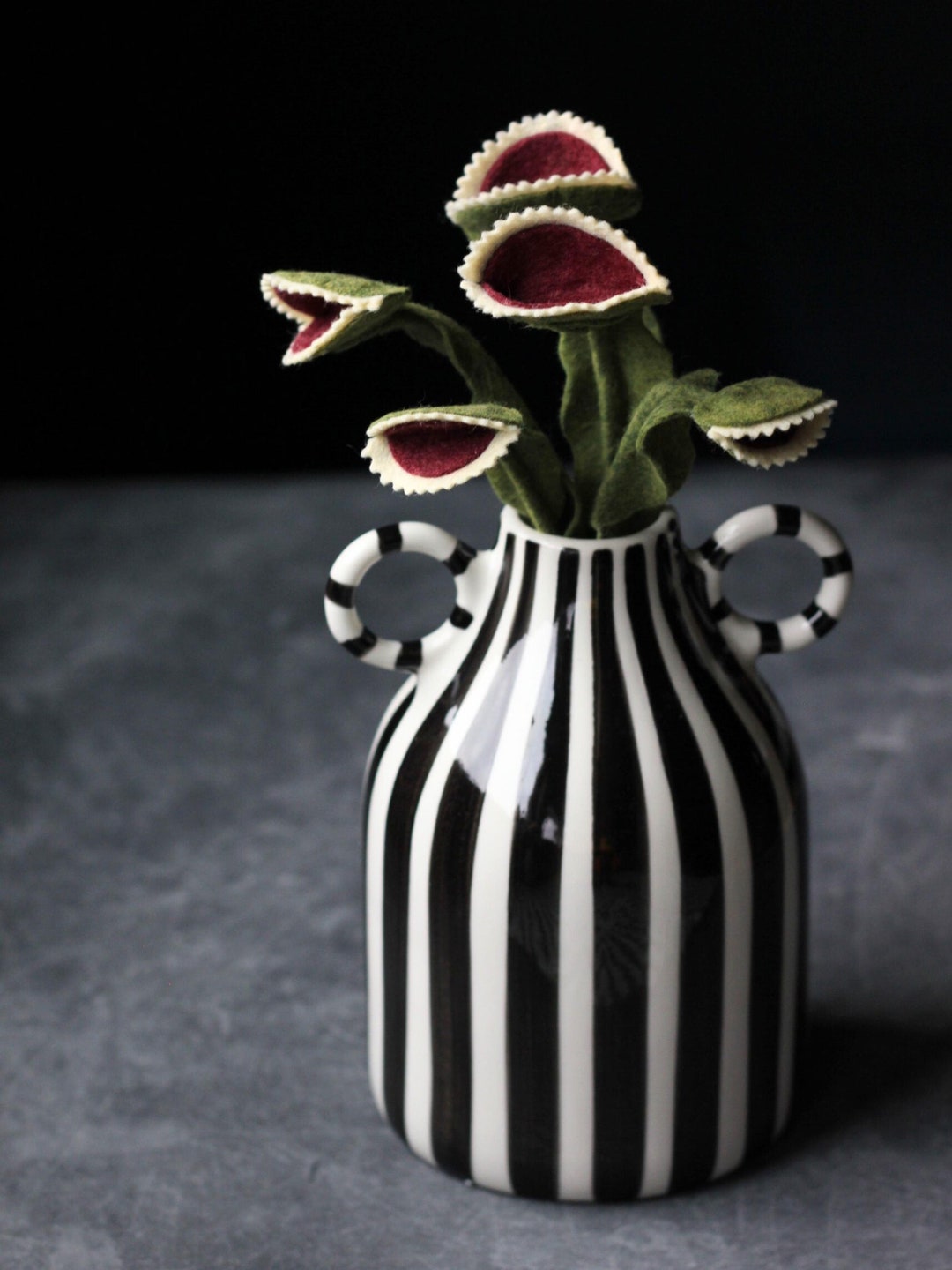 Venus Fly Trap VASE INCLUDED Felt Flower Arrangement Custom Gift Felt ...