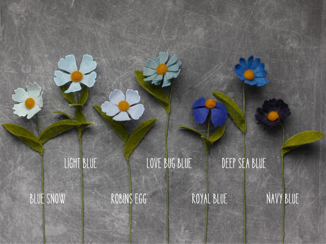 Wildflower Felt Flower 4 Flowers on a Stem Shapes Will Vary Wedding ...