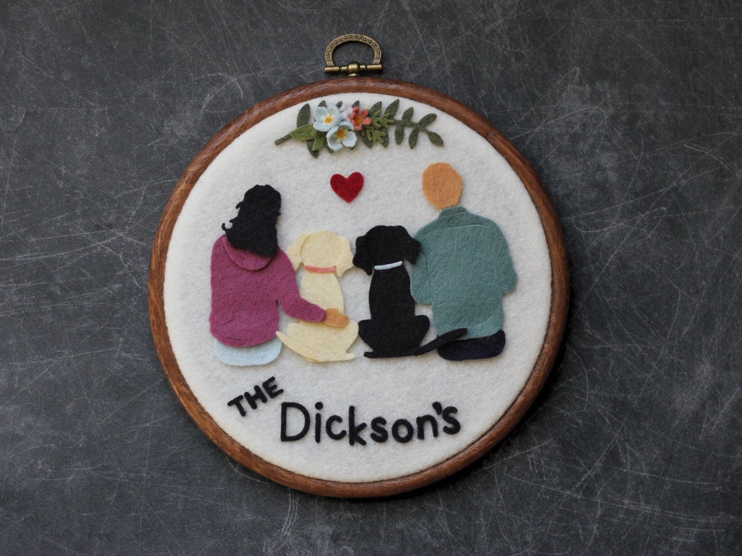 Custom Family Portrait Felt Family With Christmas Hat Add-ons 6 Inch ...