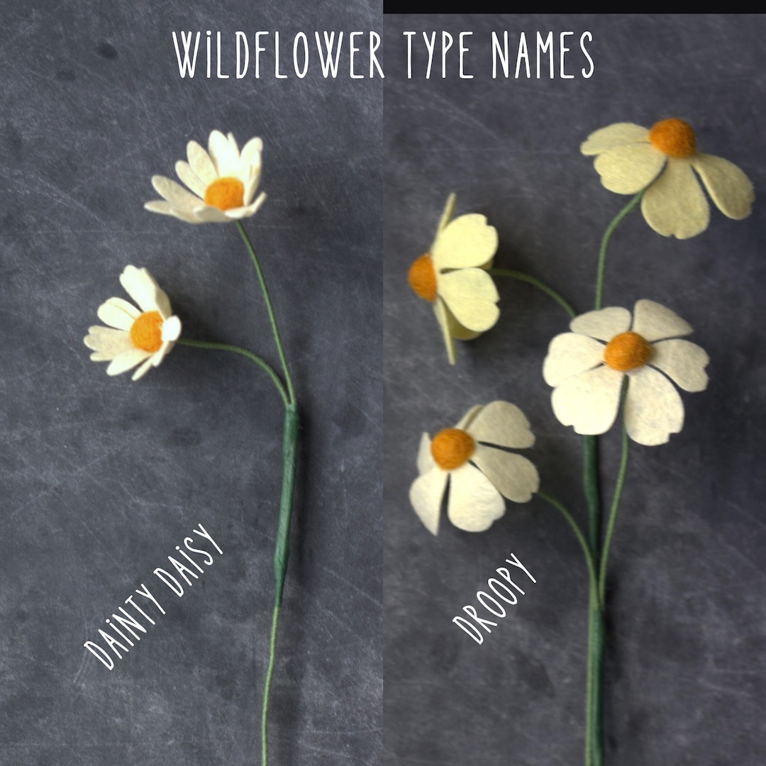 Wildflower Felt Flower 4 Flowers on a Stem Shapes Will Vary Wedding ...