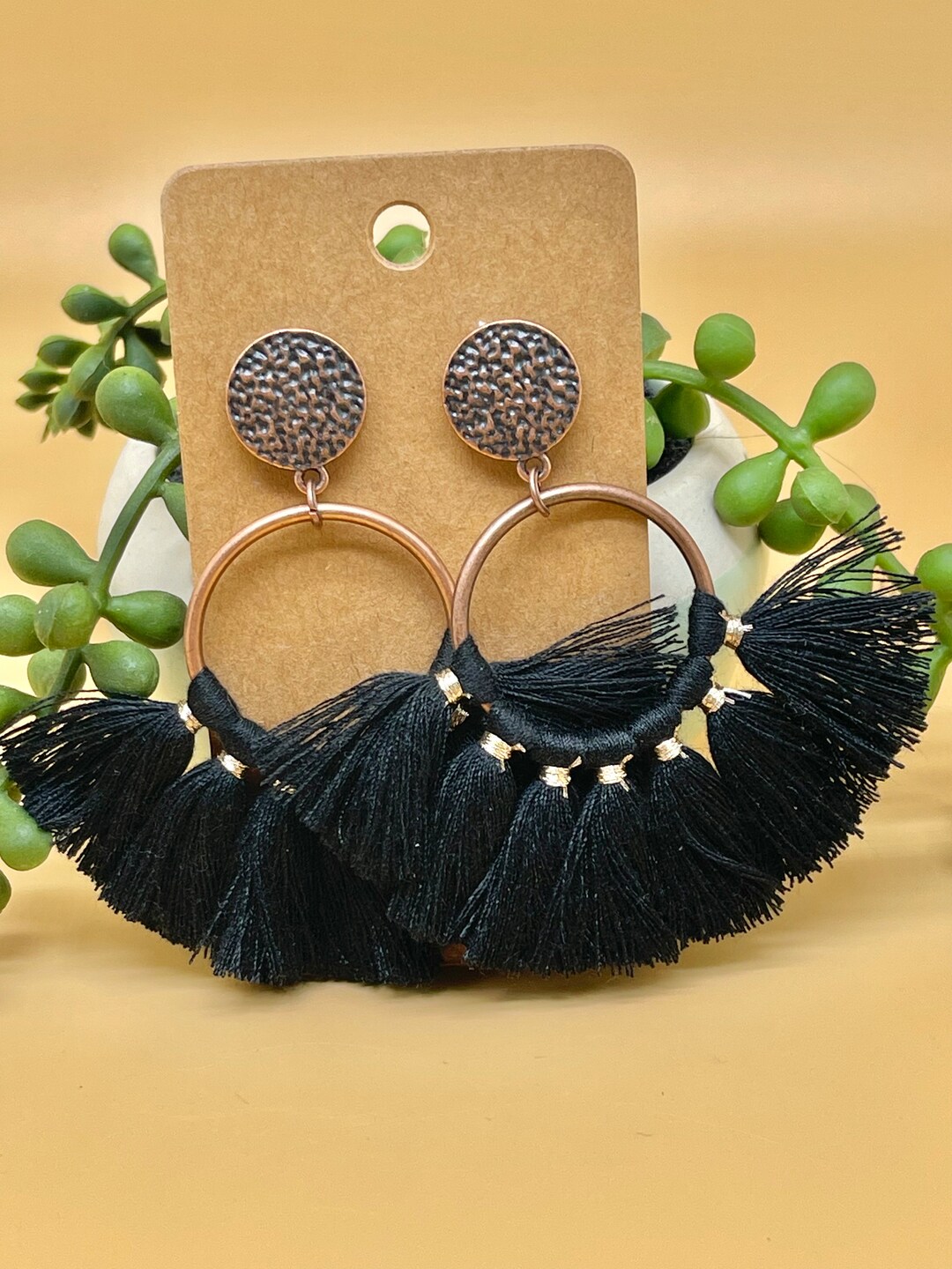 Long Thread Tassel, Fringe Earrings, Vintage, Boho Style, Dangle Drop ...