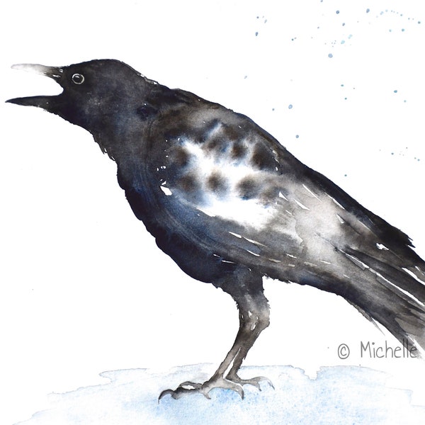 Crow Watercolor - Etsy