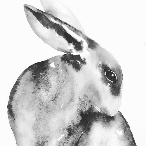 Rabbit Watercolor Winter Hare Watercolour Art Nursery Art - Etsy