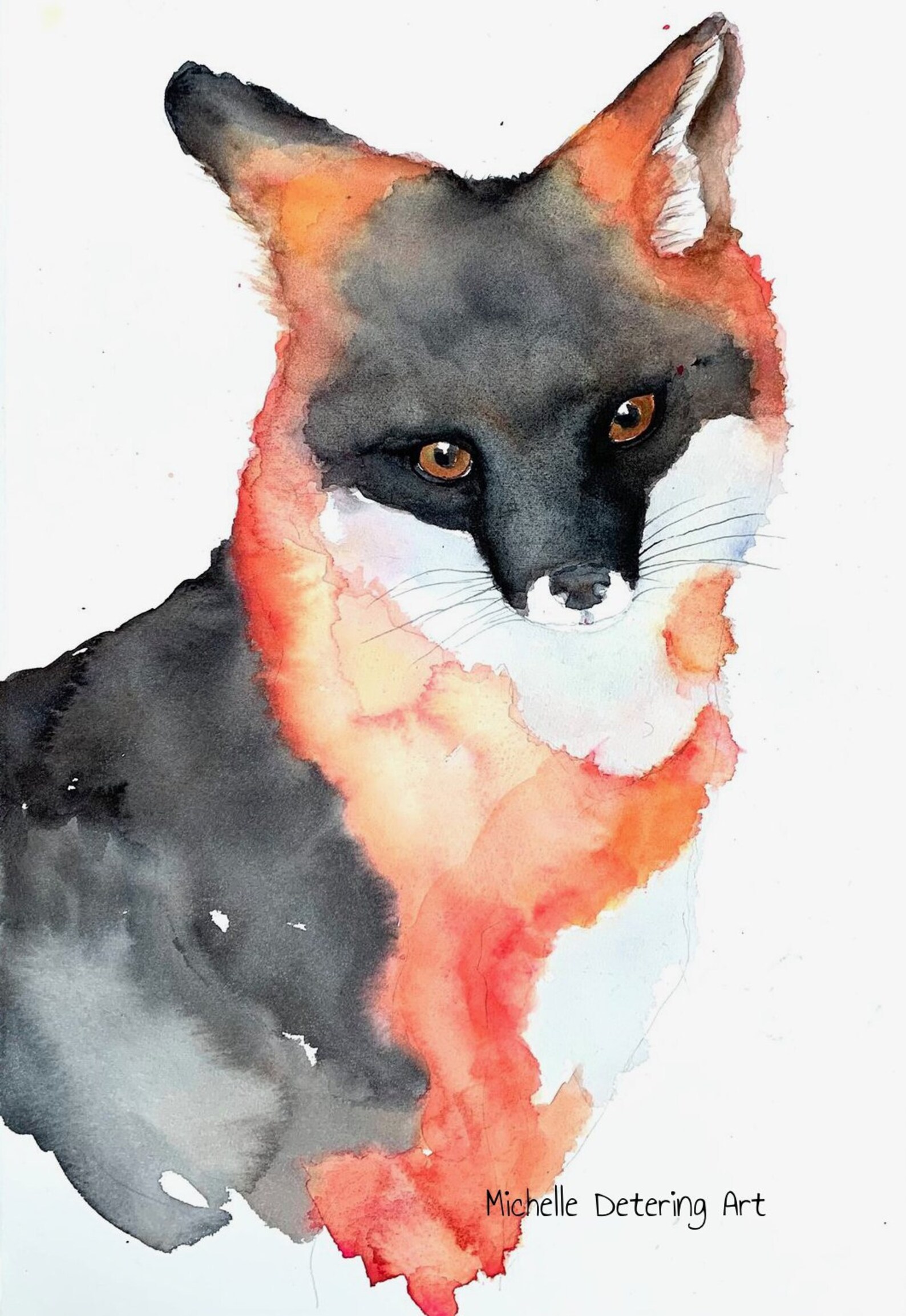 Grey Fox - Fox Art, Fox Watercolor, Fox Decor, Gray Fox, Woodland ...