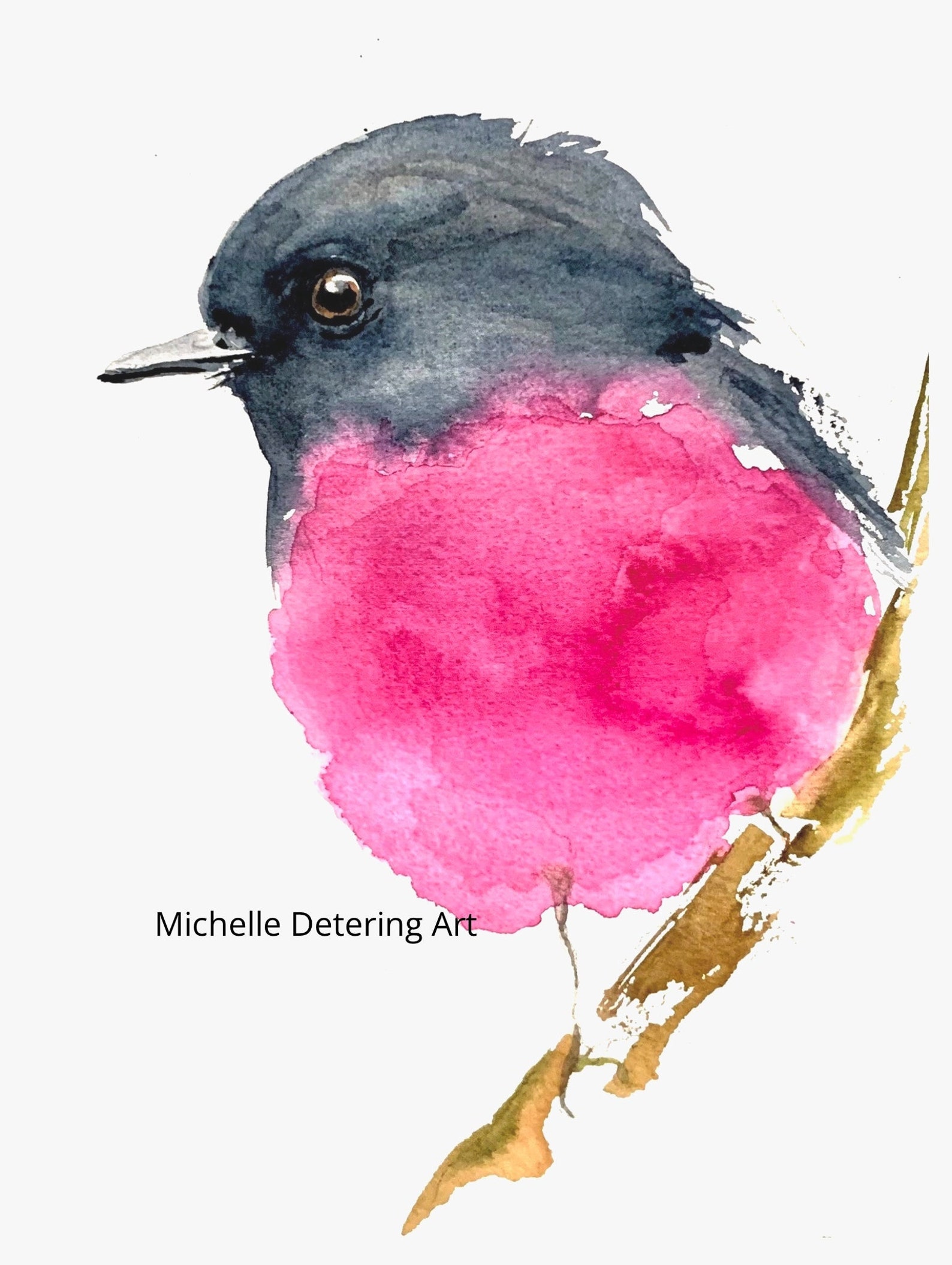 Pink Robin Watercolor Art, Watercolor Painting, Robin Art, Robin Decor ...