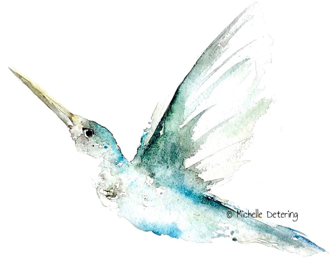 Hummingbird - Watercolor Print, Hummingbird Illustration, Bird ...