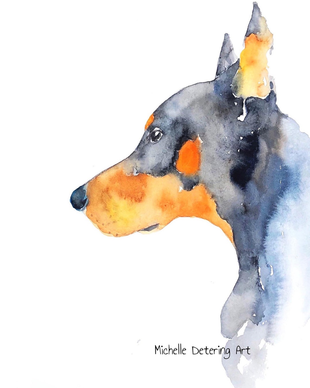 Doberman Watercolor Print, Doberman Painting, Doberman Art, Doberman ...
