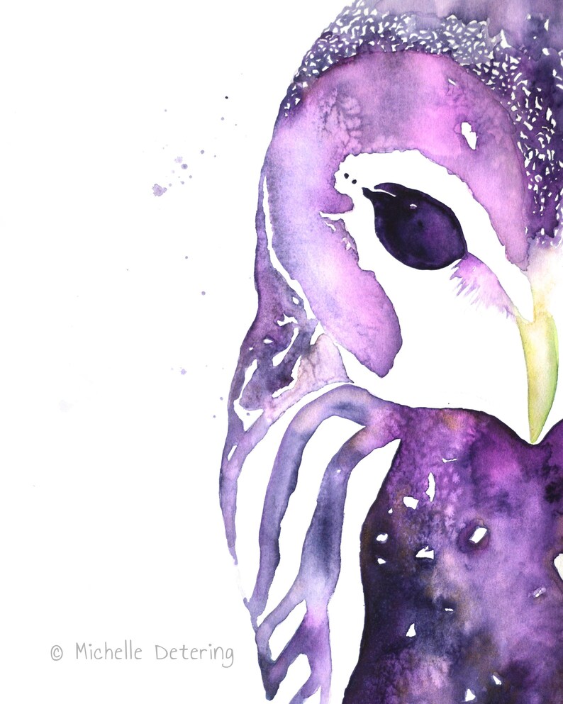 Owl in Purple Watercolor Print Watercolor Owl Purple Owl | Etsy