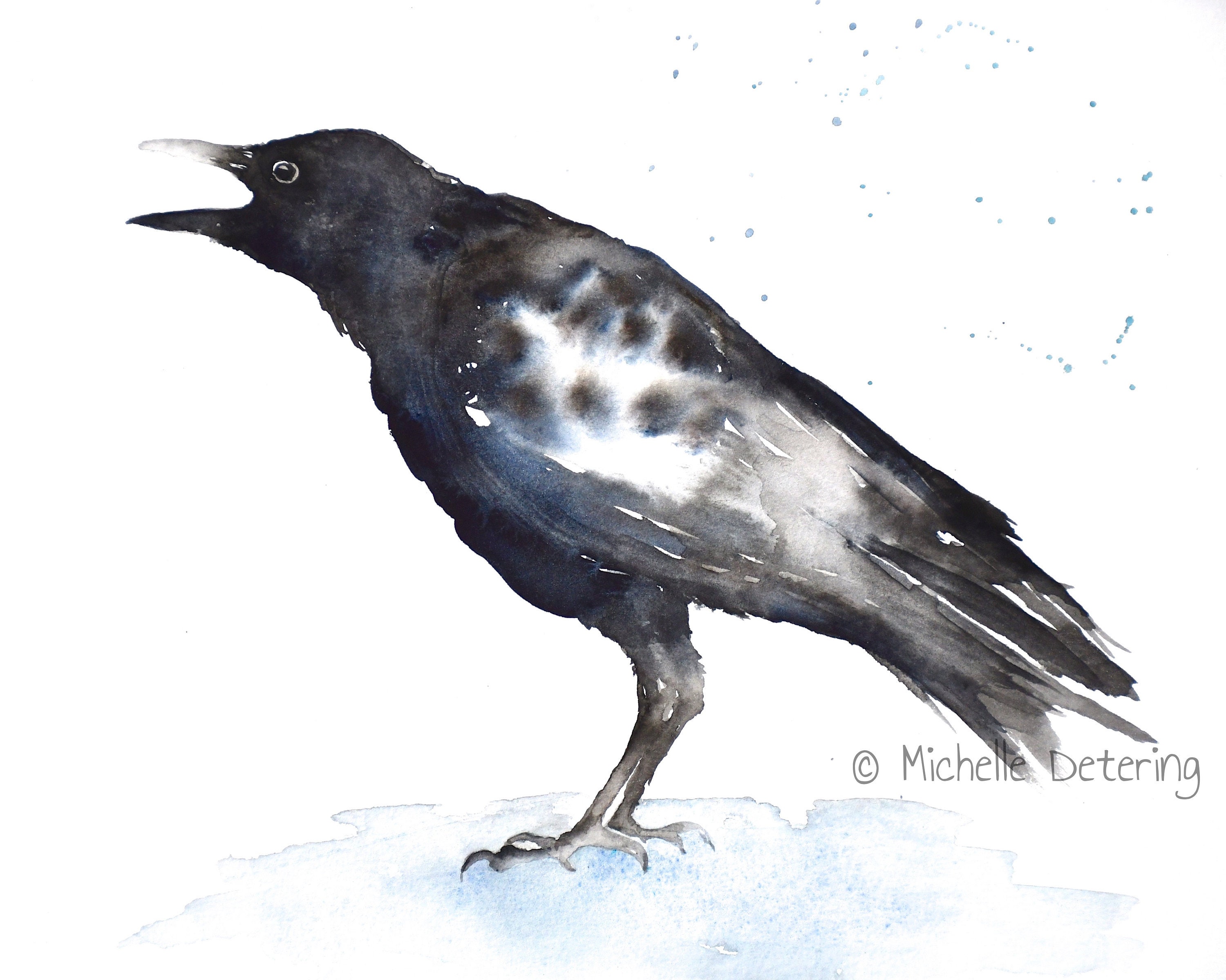 Crow Watercolor Crow Decor Crow Art Ink Crow Modern Crow - Etsy Israel