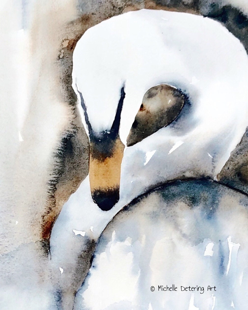 Swan Watercolor Print Watercolor Swan Swan Art Bird | Etsy