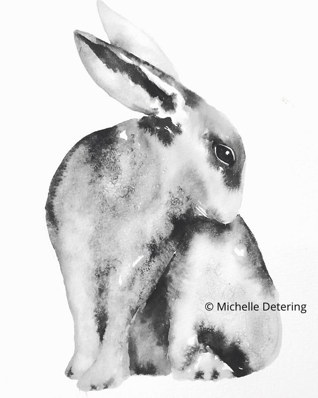 Rabbit Watercolor - Winter Hare, Watercolour Art, Nursery Art, Rabbit ...