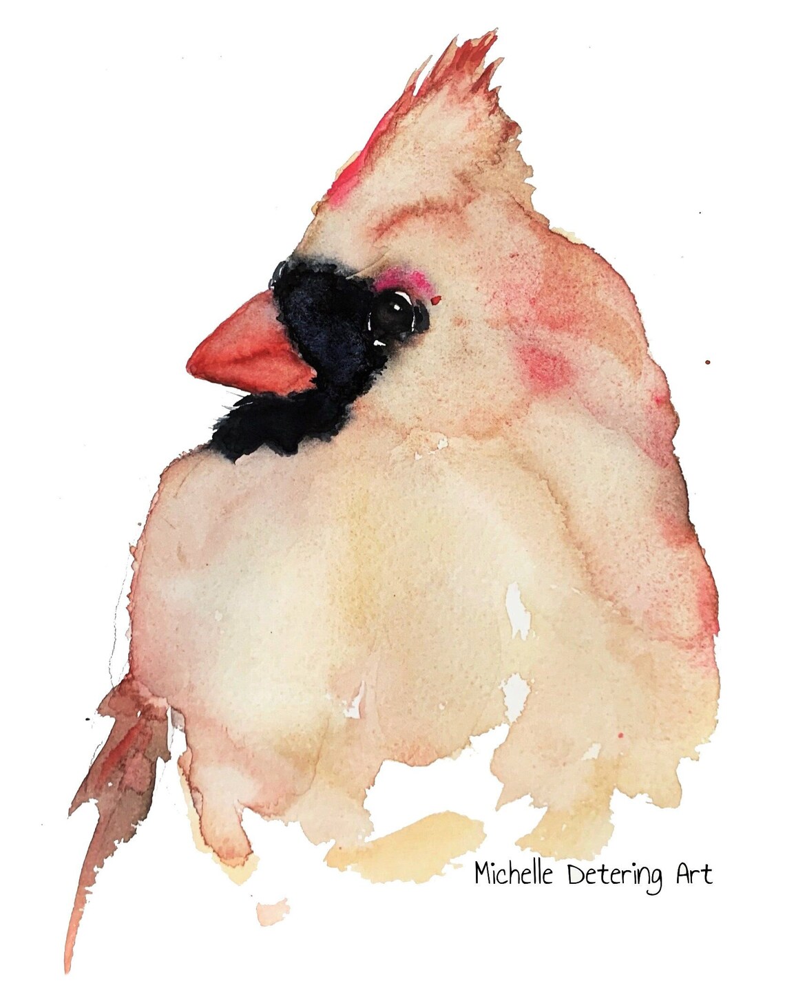Female Cardinal Portrait - Watercolor Art, Watercolor Print, Bird ...