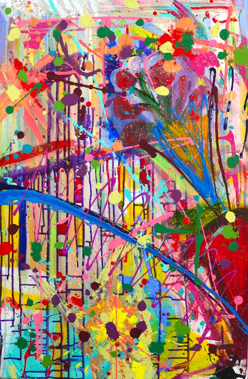 Multicolored Abstract Painting Big Large Intense Bright | Etsy