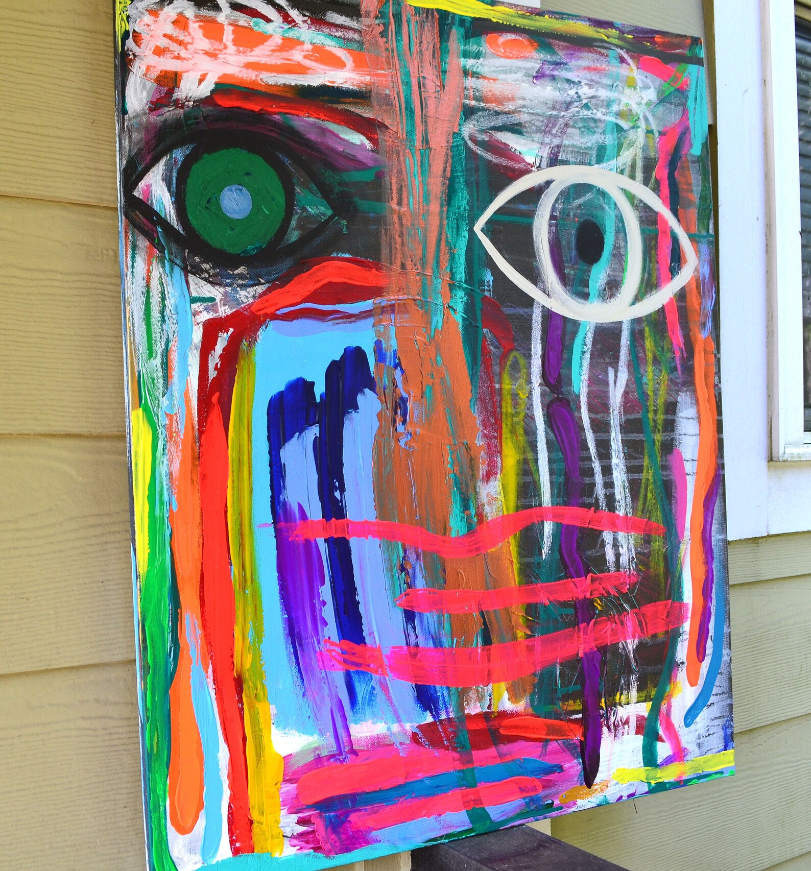 Abstract Face Painting: Original Textured Artwork | Contemporary ...