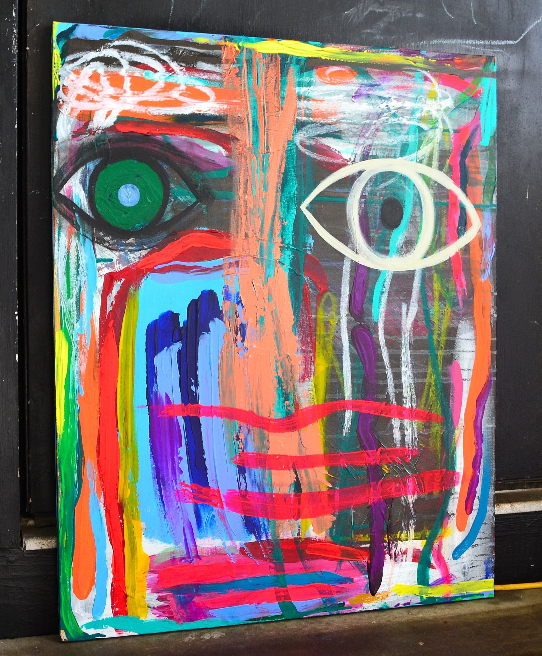 Abstract Face Painting: Original Textured Artwork | Contemporary ...