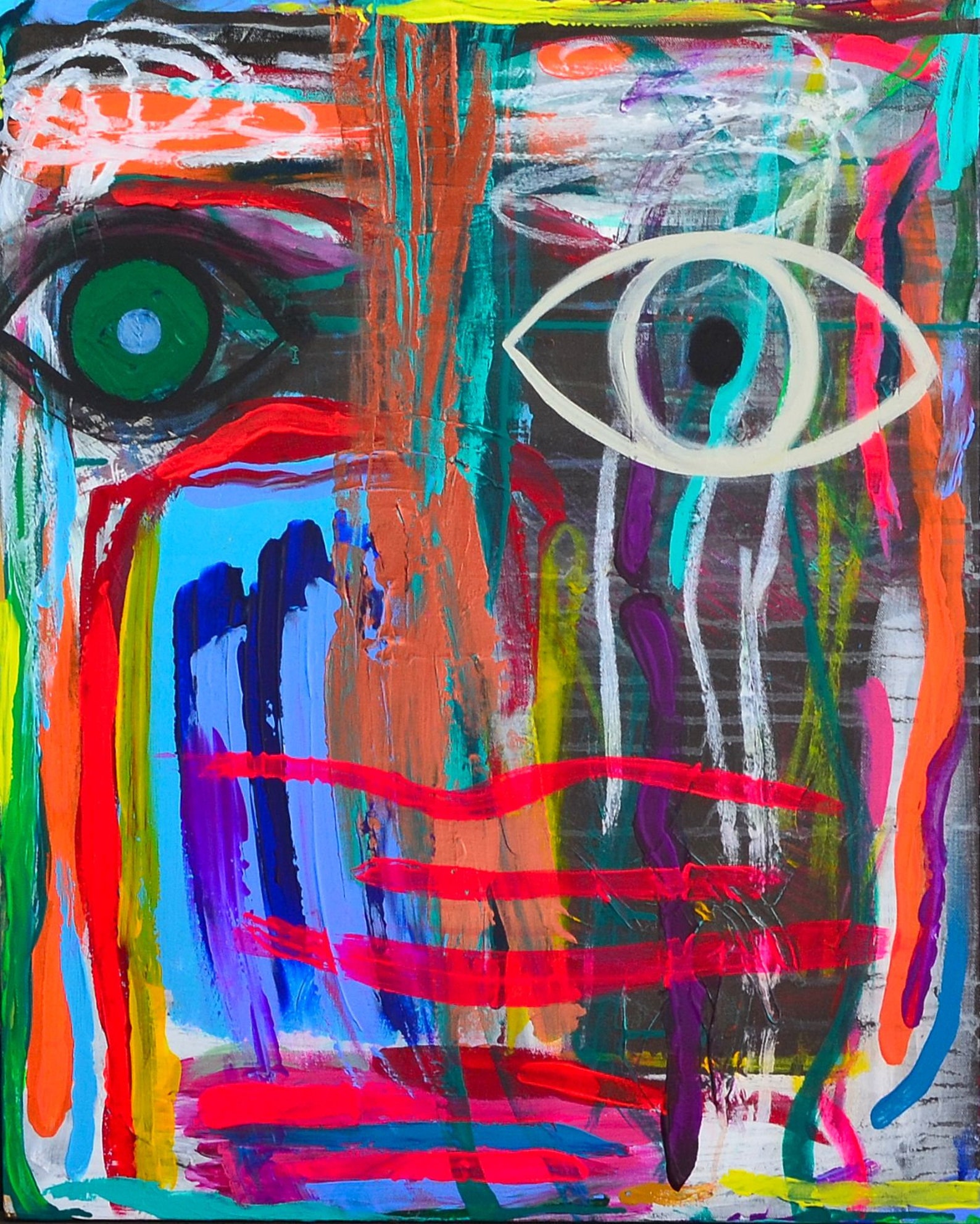 Abstract Face Painting: Original Textured Artwork | Contemporary ...