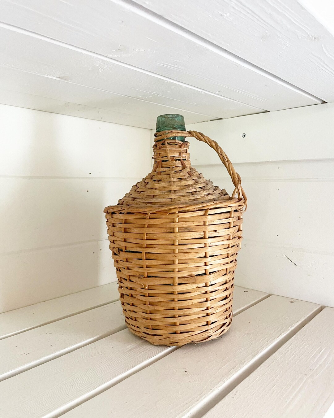 Vintage Wine Bottle, Wrapped Wicker Basket, Demijohn Jug, Large - Etsy