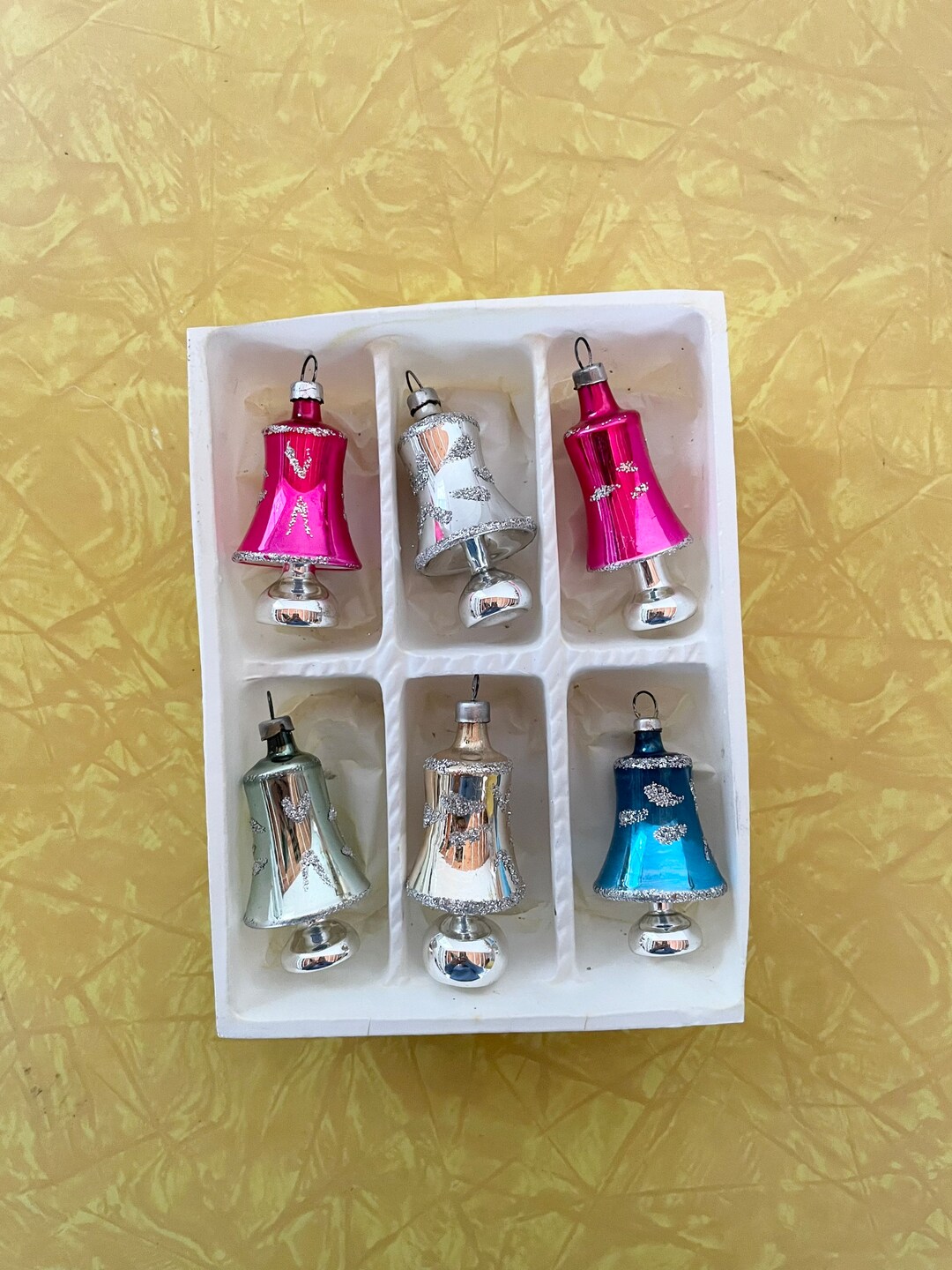 Set of 6 Vintage Miniature Glass Bell Ornaments | Lamp | Christmas ...