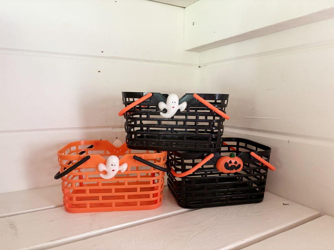 Vintage Halloween Baskets, Set of 3, Ghost, Jack-o-lantern, Trick or ...