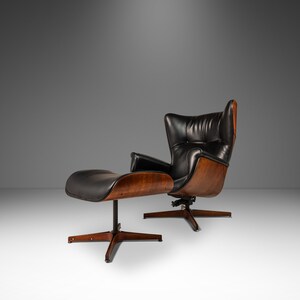 Rare Mid-century Modern Wingback mr. Chair Lounge Chair & Ottoman Set by George Mulhauser for ...