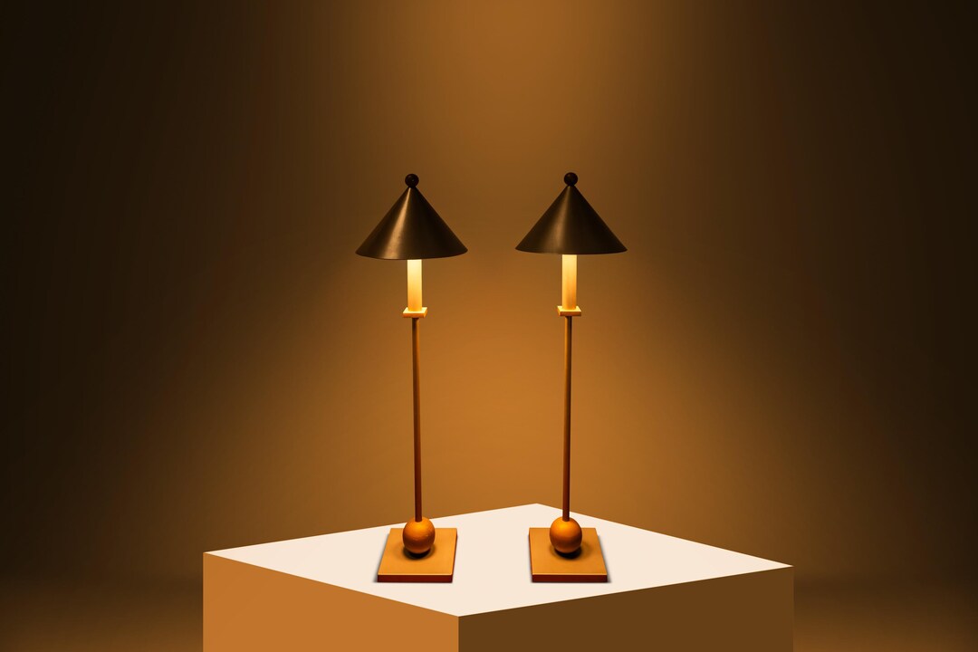 Set of Two 2 Post Modern Memphis Style Table Lamps by George Kovacs for ...
