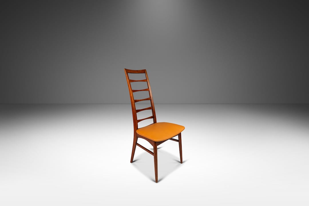 Mid-century Modern High-back Ladder-back Accent Chair in Walnut ...