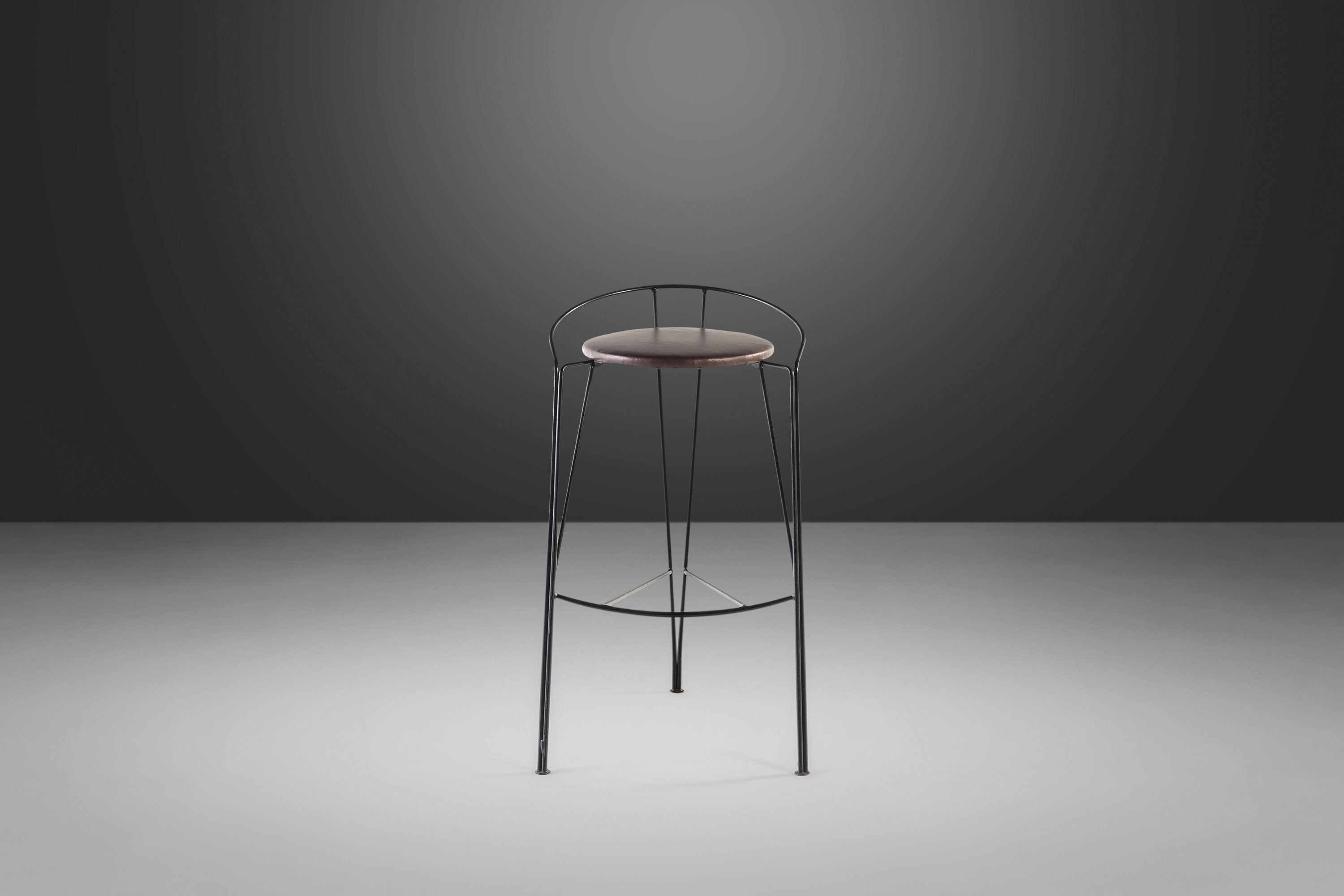 Set of Three (3) Post Modern "silver Moon" Bar Stools W/ New Leather ...