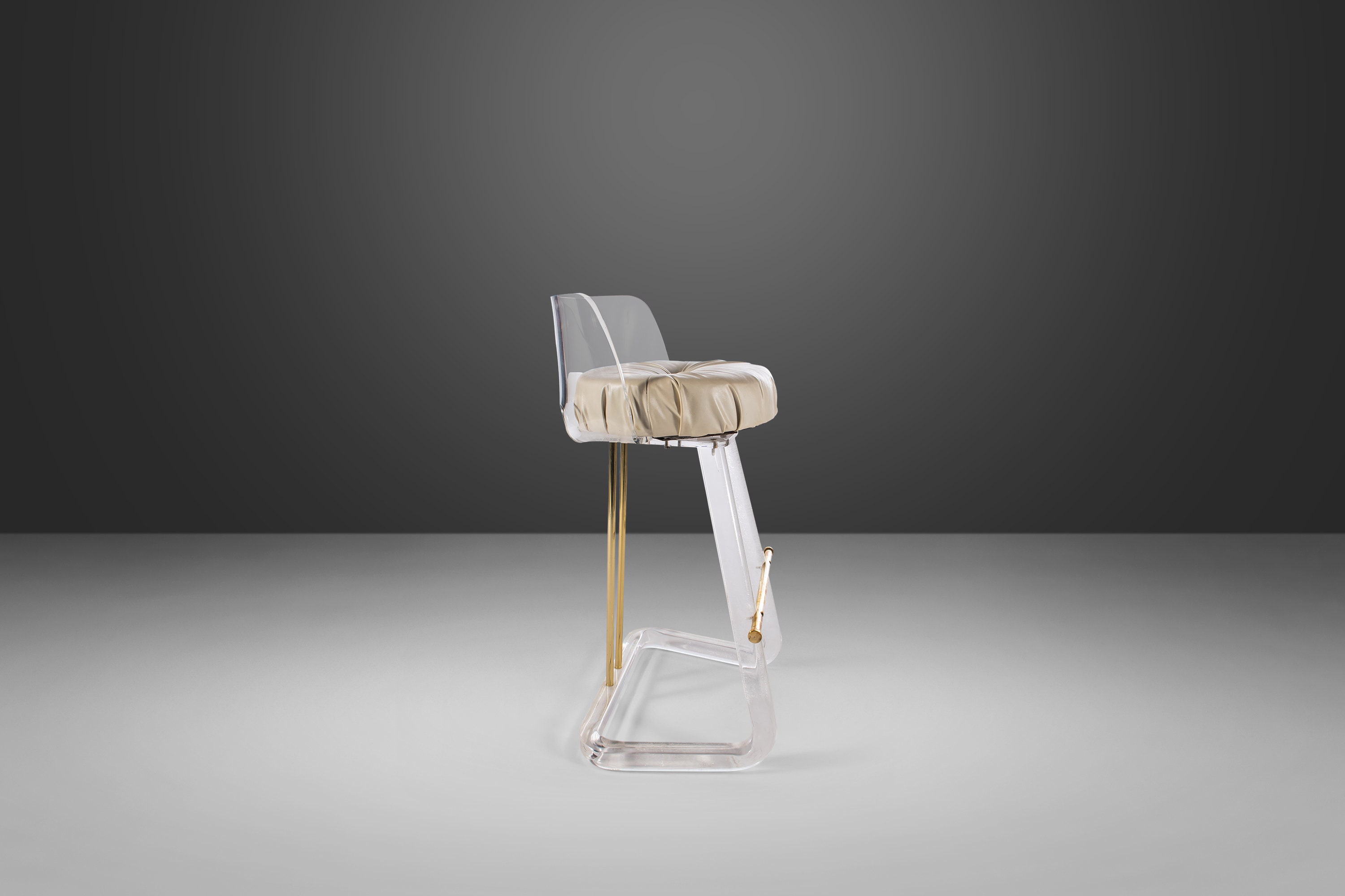 Hollywood Regency Bar Stool / Drafting Stool in Lucite and Brass ...