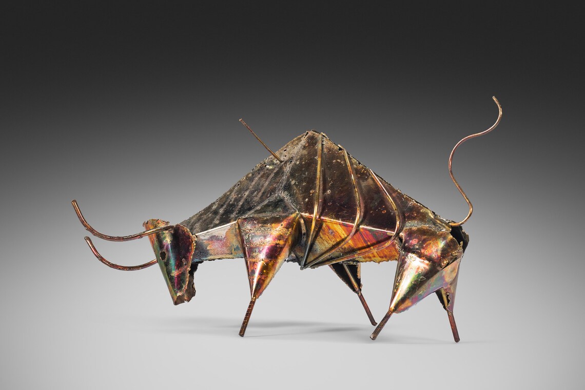 Mid Century Modern / Brutalist Torch Cut Metal Bull Sculpture | Etsy