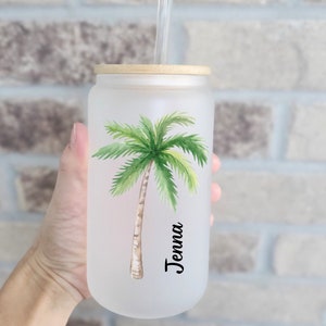 Palm Tree Iced Coffee Cup, Palm Tree Tumbler With Lid and Straw ...