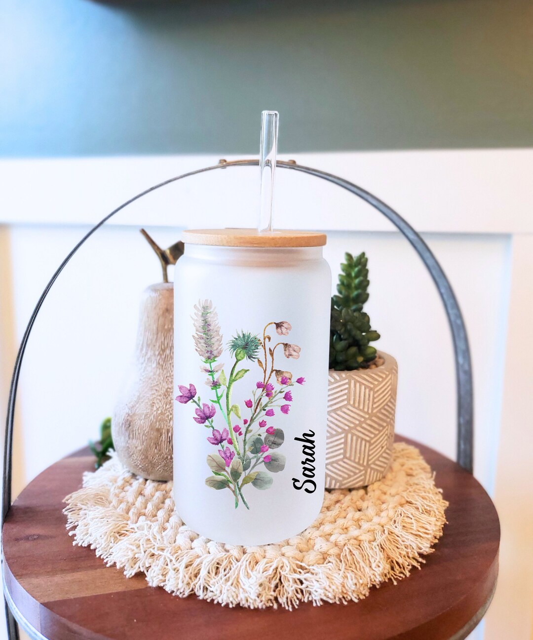 Personalized Wildflower Flower Iced Coffee Cup With Name Bridesmaid ...