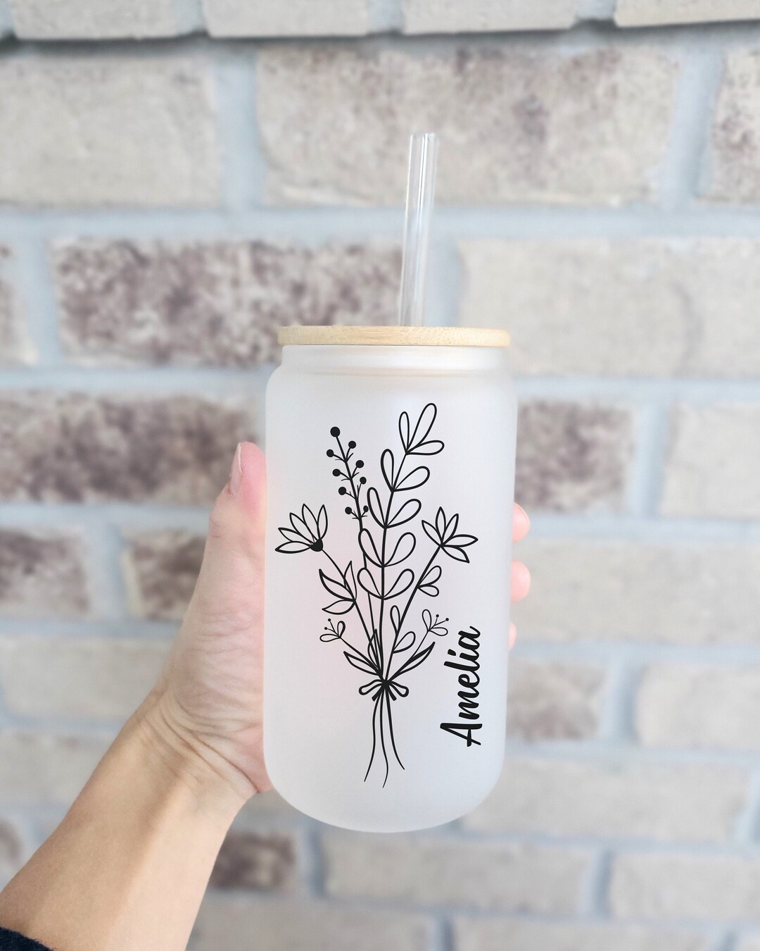 Personalized Wildflower Flower Iced Coffee Cup With Name, Wildflower ...