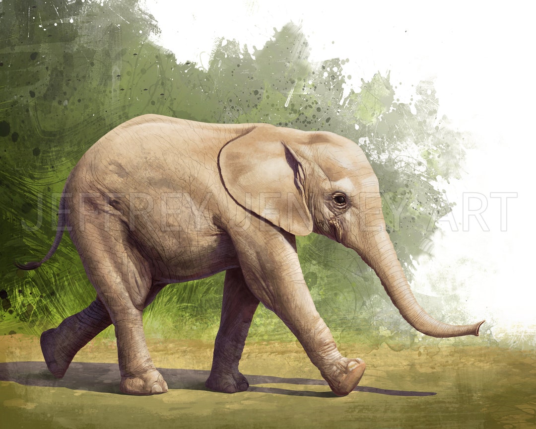 Baby Elephant Painting - Fine Art Print From an Original Painting ...