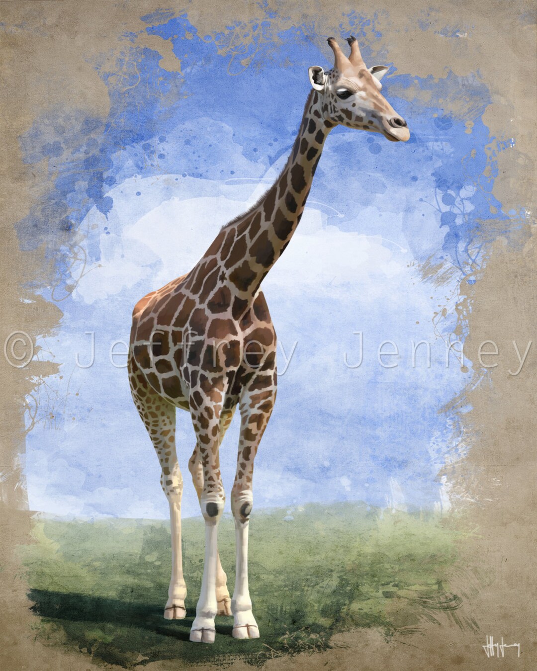 Giraffe Print - Fine Art Print From an Original Painting - 8x10 - by ...