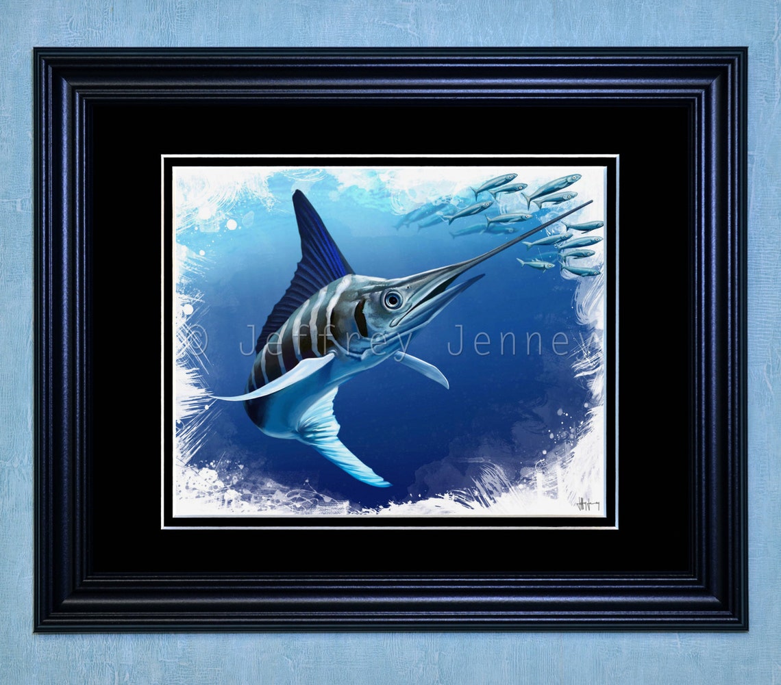 Striped Marlin Print Fine Art Print From an Original - Etsy