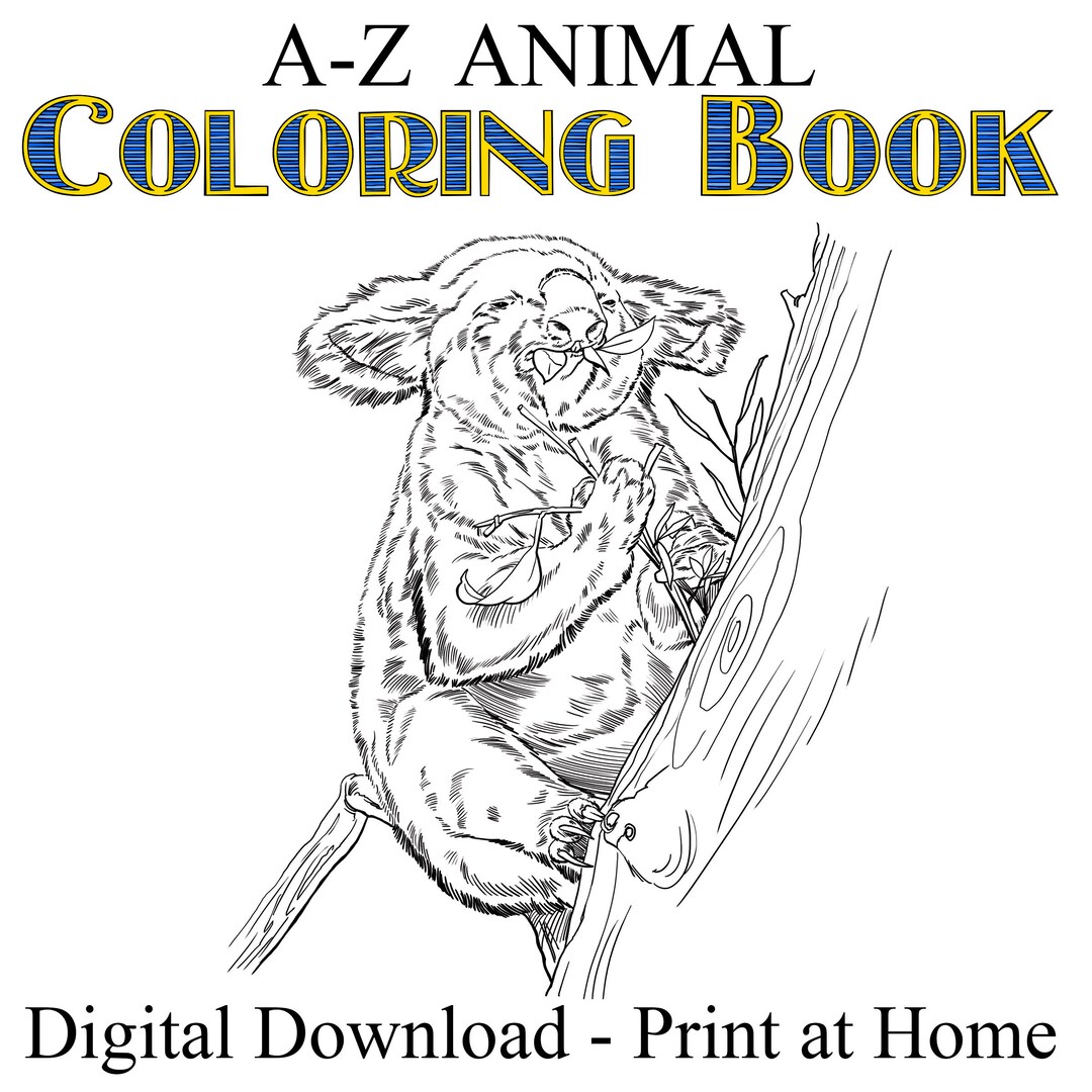 A-Z Animal Coloring Book - Digital Download - Print at Home - 26 Pages ...