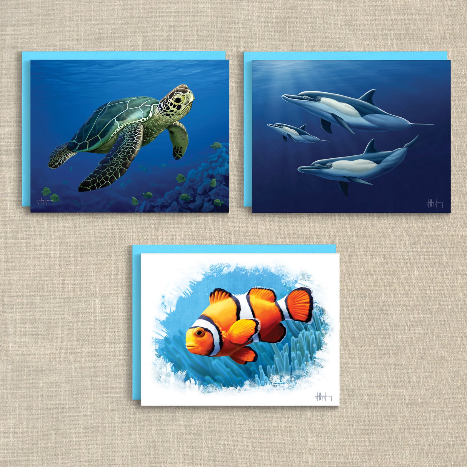 Sealife Greeting Cards From Original Paintings Mix and Match | Etsy