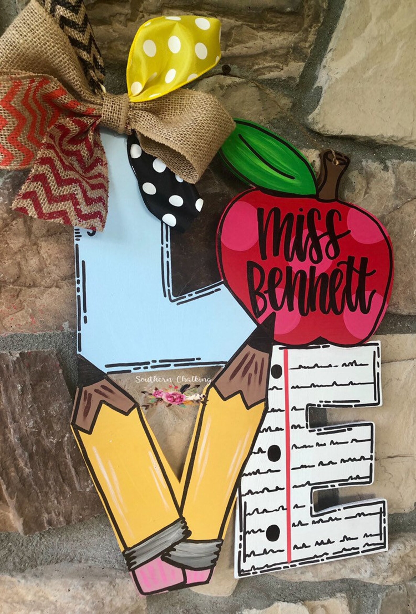 Teacher Door Hanger Apple Personalized Back to School - Etsy