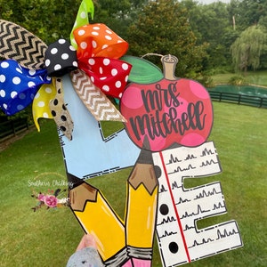 Teacher Door Hanger Apple Personalized Back to School - Etsy