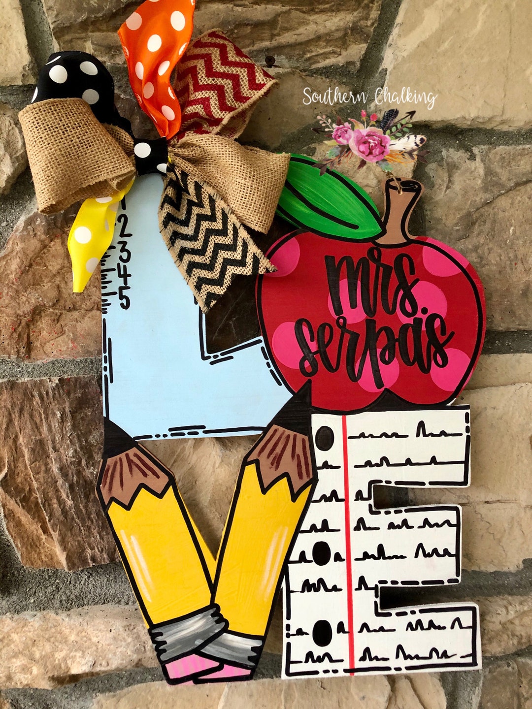 Teacher Door Hanger Apple Personalized Back to School - Etsy