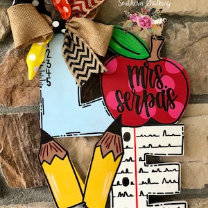 Teacher Door Hanger, Apple Personalized, Back to School, Teacher Gift ...