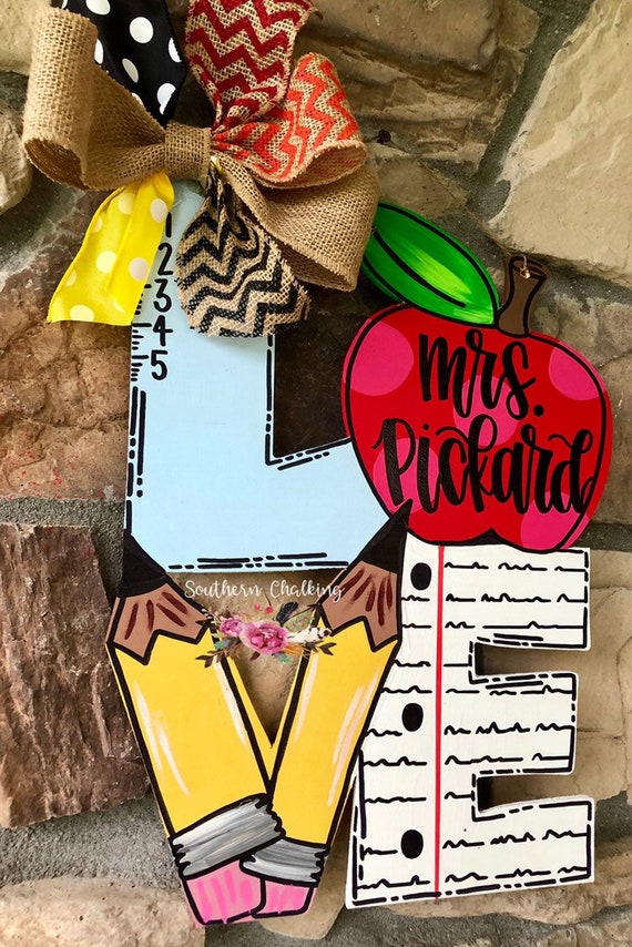 Teacher Door Hanger Apple Personalized Back to School - Etsy