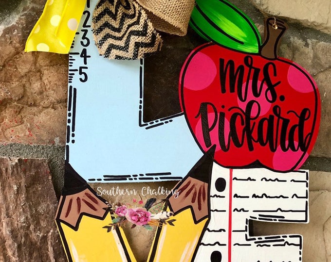 Teacher Door Hanger Apple Personalized Back to School - Etsy