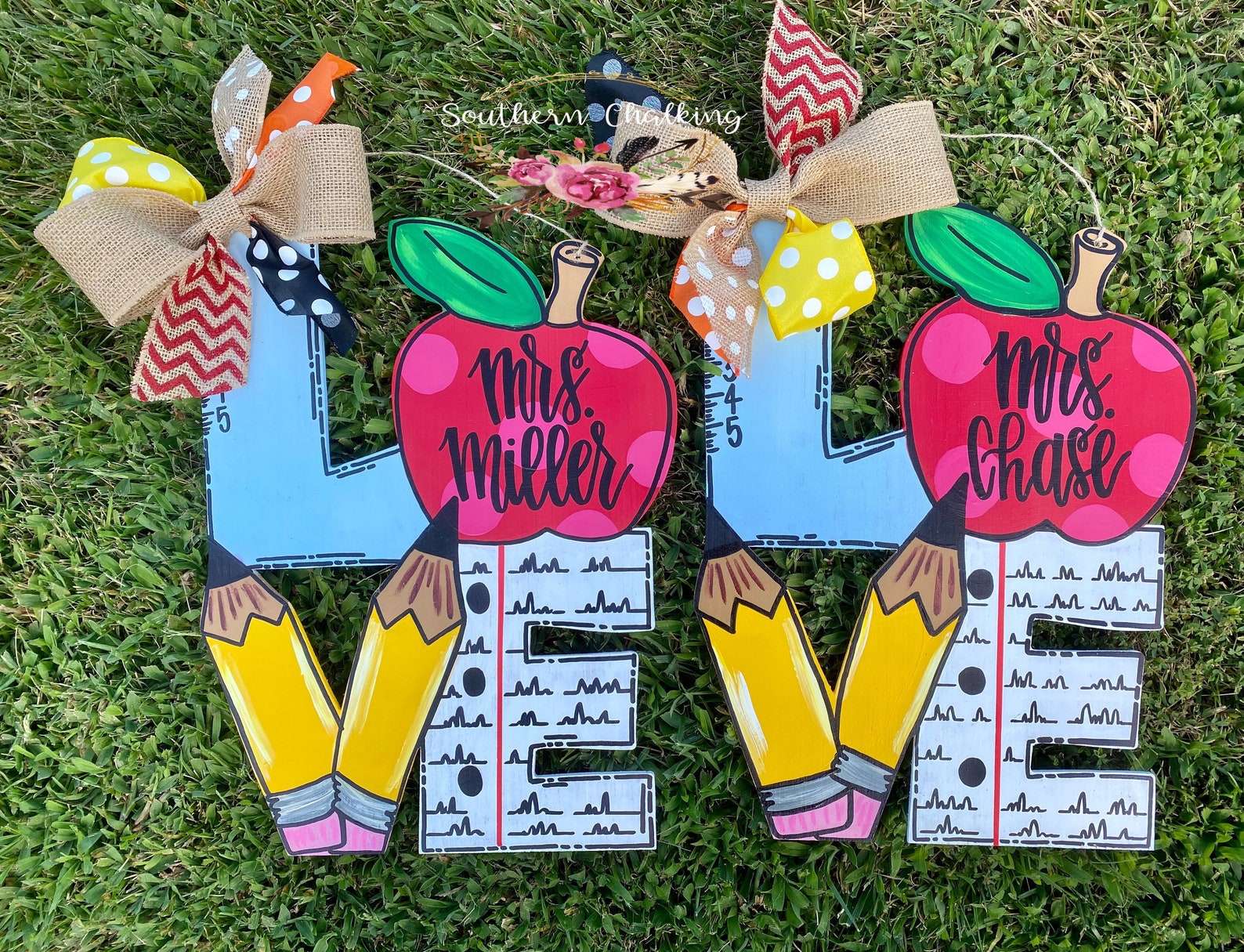 Teacher Door Hanger Apple Personalized Back to School - Etsy