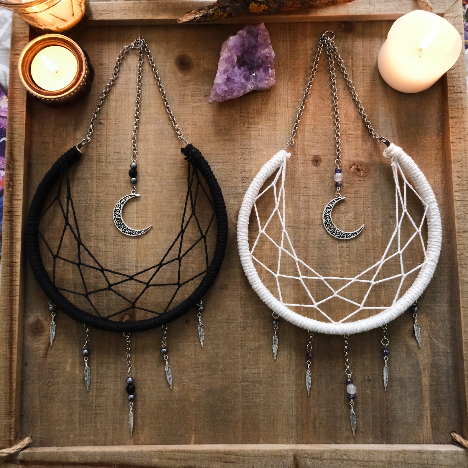 Small Moon Dreamcatcher, White Crescent Moon Decor - Etsy