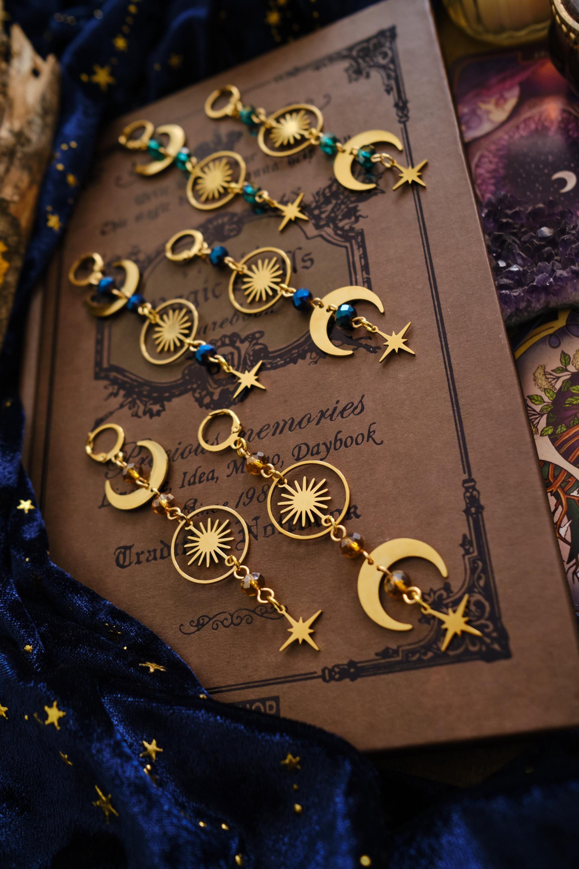 Whimsigoth Mismatched Moon and Star Earrings, Gold Celestial Jewelry ...