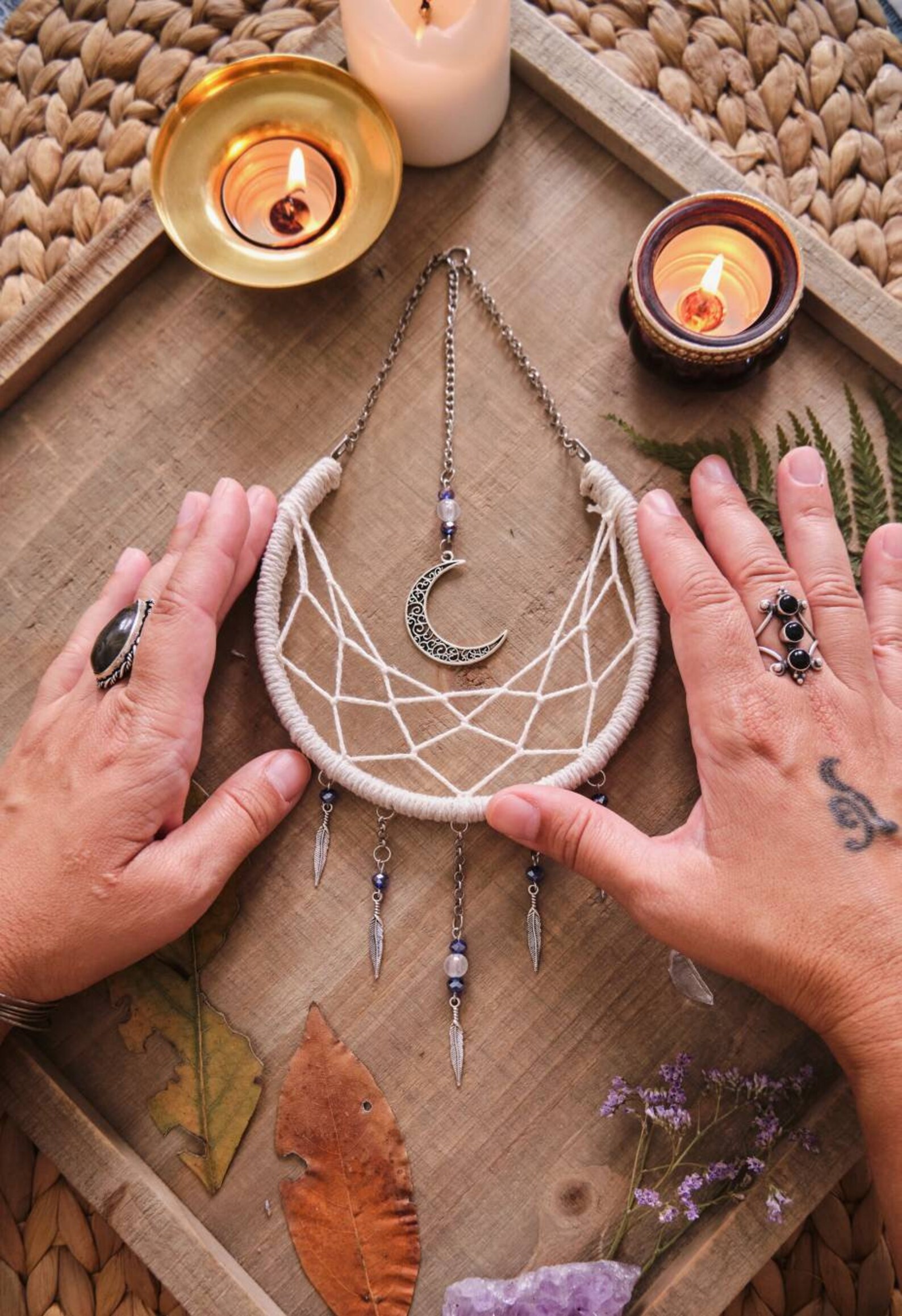 Small Moon Dreamcatcher, White Crescent Moon Decor - Etsy