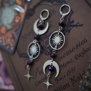 Mismatched Celestial Earrings, Moon and Star Earrings, Whimsigothic Celestial Jewelry - Etsy