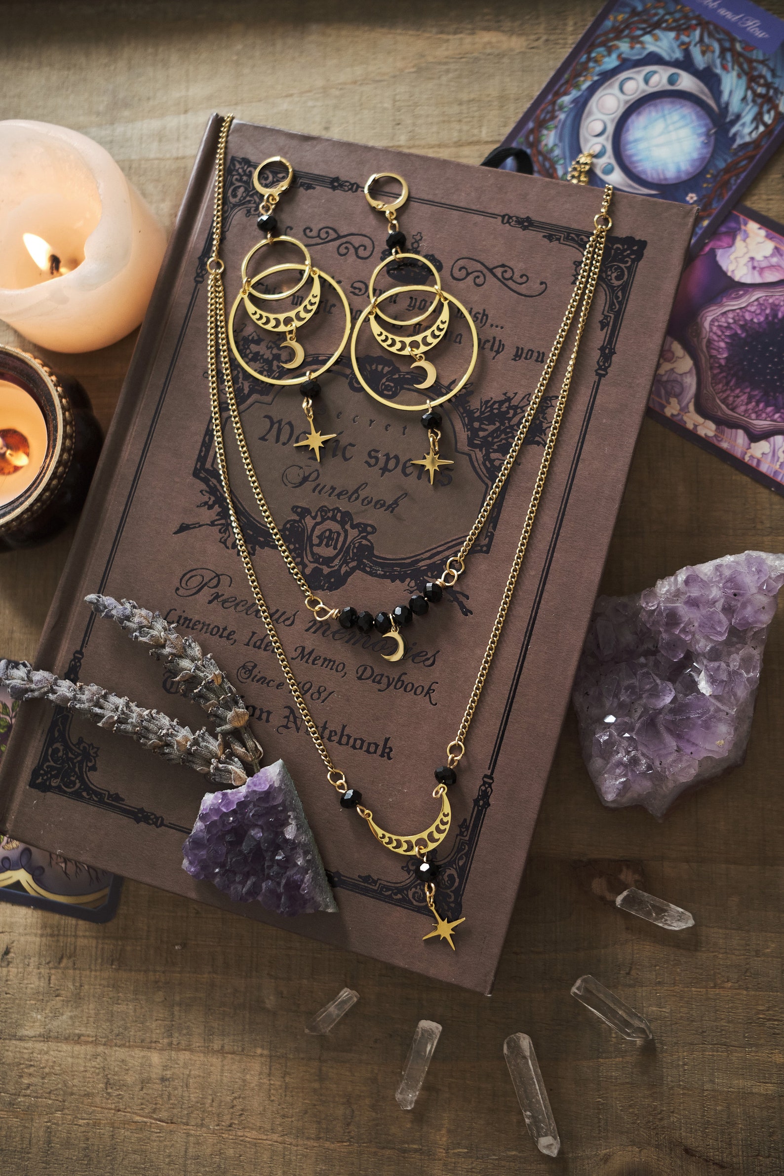 Double-strand Whimsigoth Necklace With Moon and Star Charm, Celestial ...
